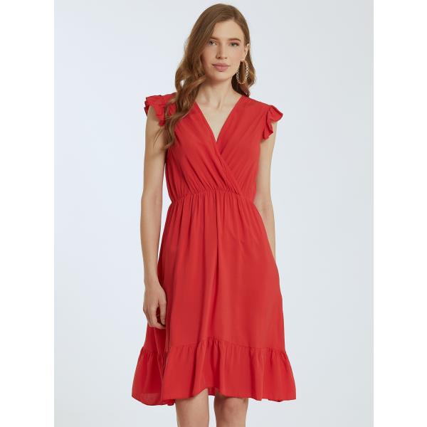 Φόρεμα με βολάν σε κόκκινο | Celestino