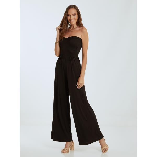 Ολόσωμη strapless φόρμα σε μαύρο | Celestino