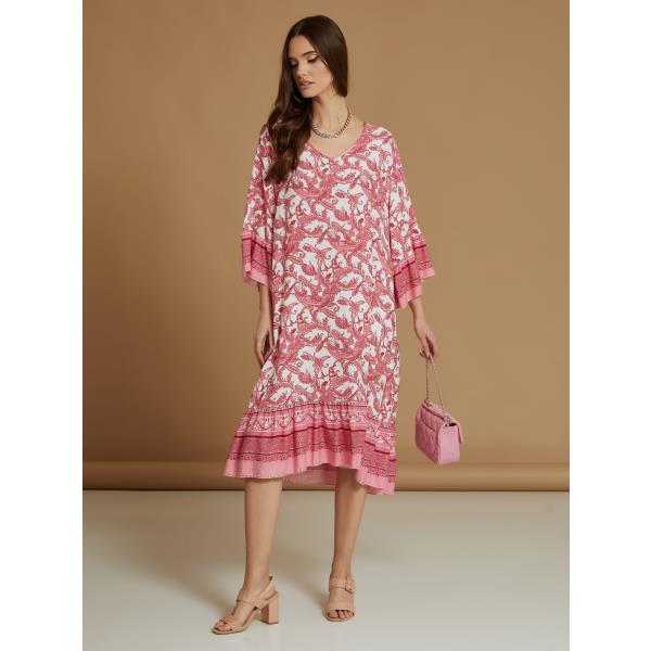 Φόρεμα με λαχούρια σε φούξια | Celestino