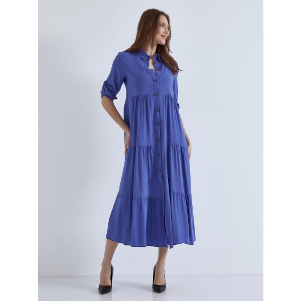 Φόρεμα μάξι μονόχρωμο σε μπλε | Celestino