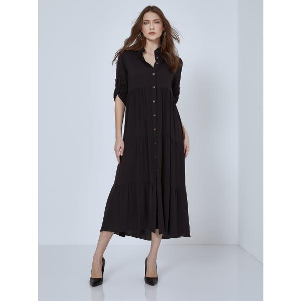 Dress monochrome maxi in black | Celestino