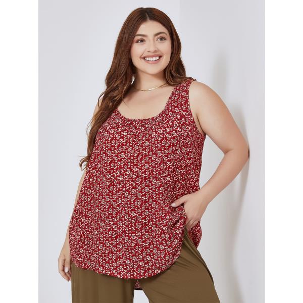 Αμάνικη μπλούζα με σούρες curvy σε κόκκινο | Celestino