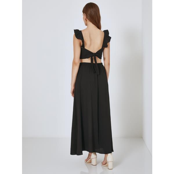 Σετ με crop top και φούστα σε μαύρο | Celestino
