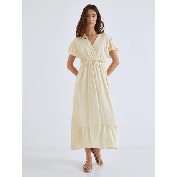 Φόρεμα μάξι κρουαζέ σε μπεζ ανοιχτό, 7,99€ | Celestino
