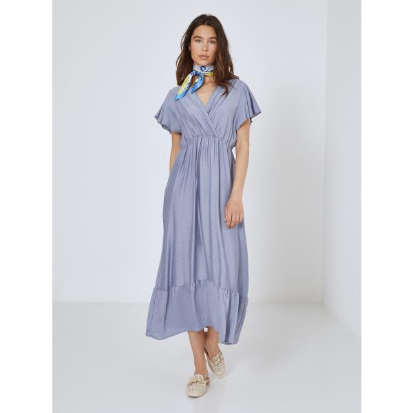 Φόρεμα μάξι κρουαζέ σε μπλε ραφ | Celestino