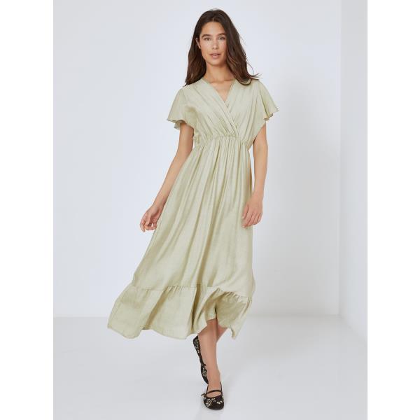 Φόρεμα μάξι κρουαζέ σε φυστικί | Celestino