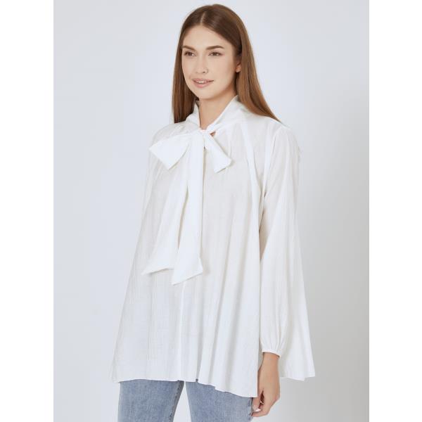 Μπλούζα μονόχρωμη με δέσιμο σε λευκό, 9,99€ | Celestino