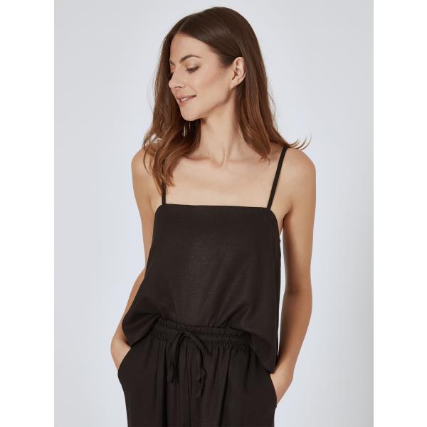 Τιραντάκι crop με λινό σε μαύρο, 6,99€ | Celestino