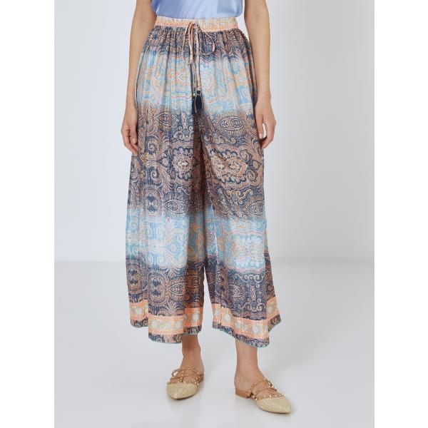 Παντελόνα με μεταλλιζέ λεπτομέρειες σε μπλε | Celestino