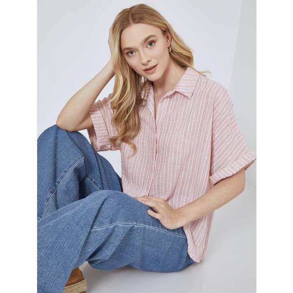 Πουκάμισο ριγέ με λινό σε σάπιο μήλο | Celestino