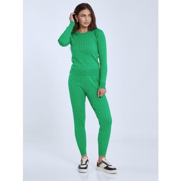 Σετ πουλόβερ με πλεκτό παντελόνι σε πράσινο, 9,99€ | Celestino