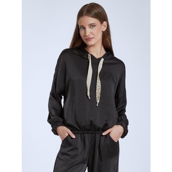 Μπλούζα με σατέν όψη σε μαύρο | Celestino