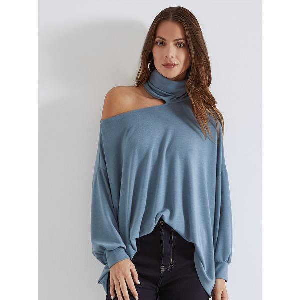 Turtleneck off the shoulder in rough blue, 16.99€ | Celestino