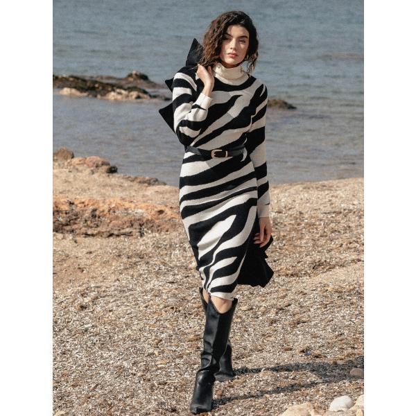 Φόρεμα πλεκτό ζιβάγκο σε εκρού | Celestino